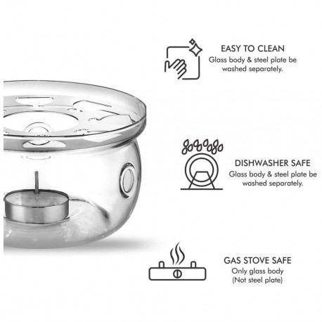 Candle Heating Glass Base Clear Glass Round Candles Holder Tea Warmer ...